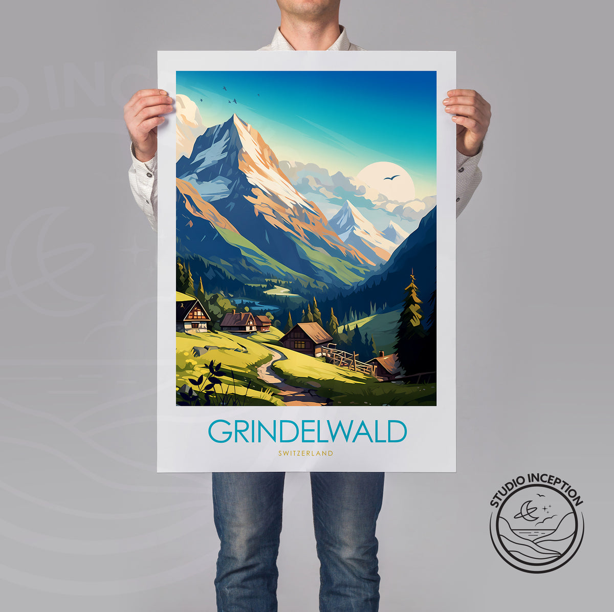Grindelwald Switzerland Minimalist Print – Studio Inception